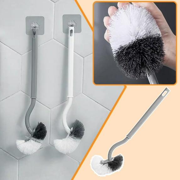 EclipseJewels S-Shaped Elbow Toilet Brush with Soft Bristles and Long ...