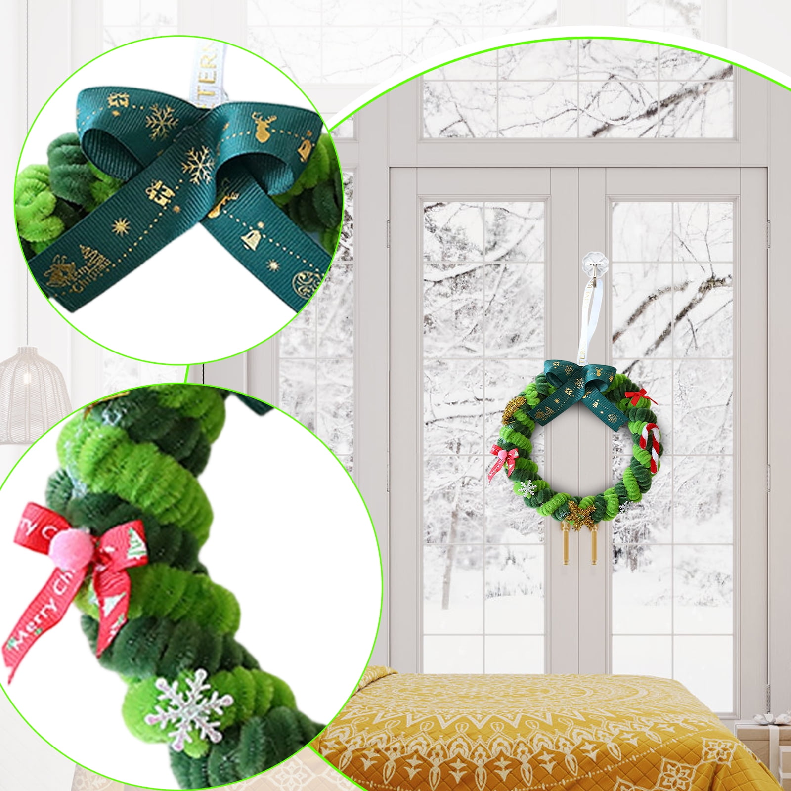 EclipseJewels Small Christmas Wreath 7 Inch Holiday Decor for Front ...
