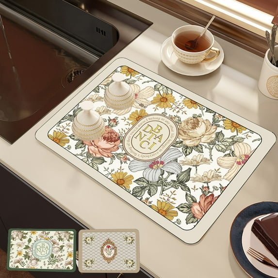 EclipseJewels Small Fresh Flower Diatomite Drainage Mat, Quick-Drying ...