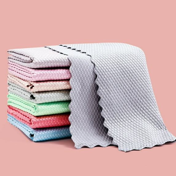 EclipseJewels Thickened Kitchen Absorbent Rag, Lock-Edged Striped Coral ...