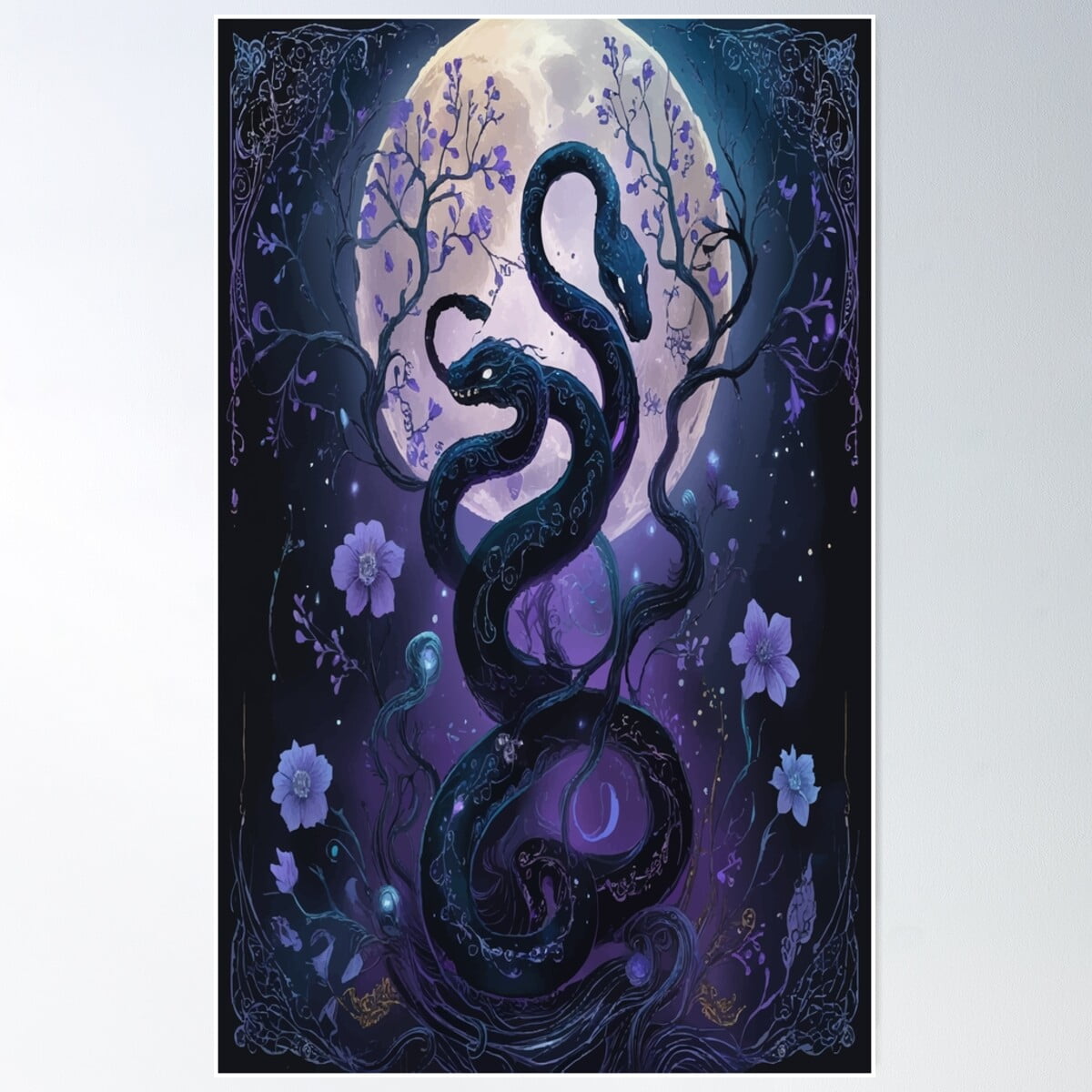 Eclipsed Serpents: The Moonlit Omen Poster Wall Art, Modern Wall Decor ...