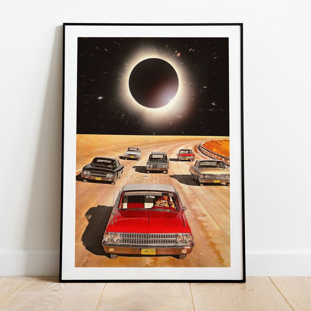 Eclipsed, Space Poster, Retro Futurism, Vintage Collage, Starry Night ...