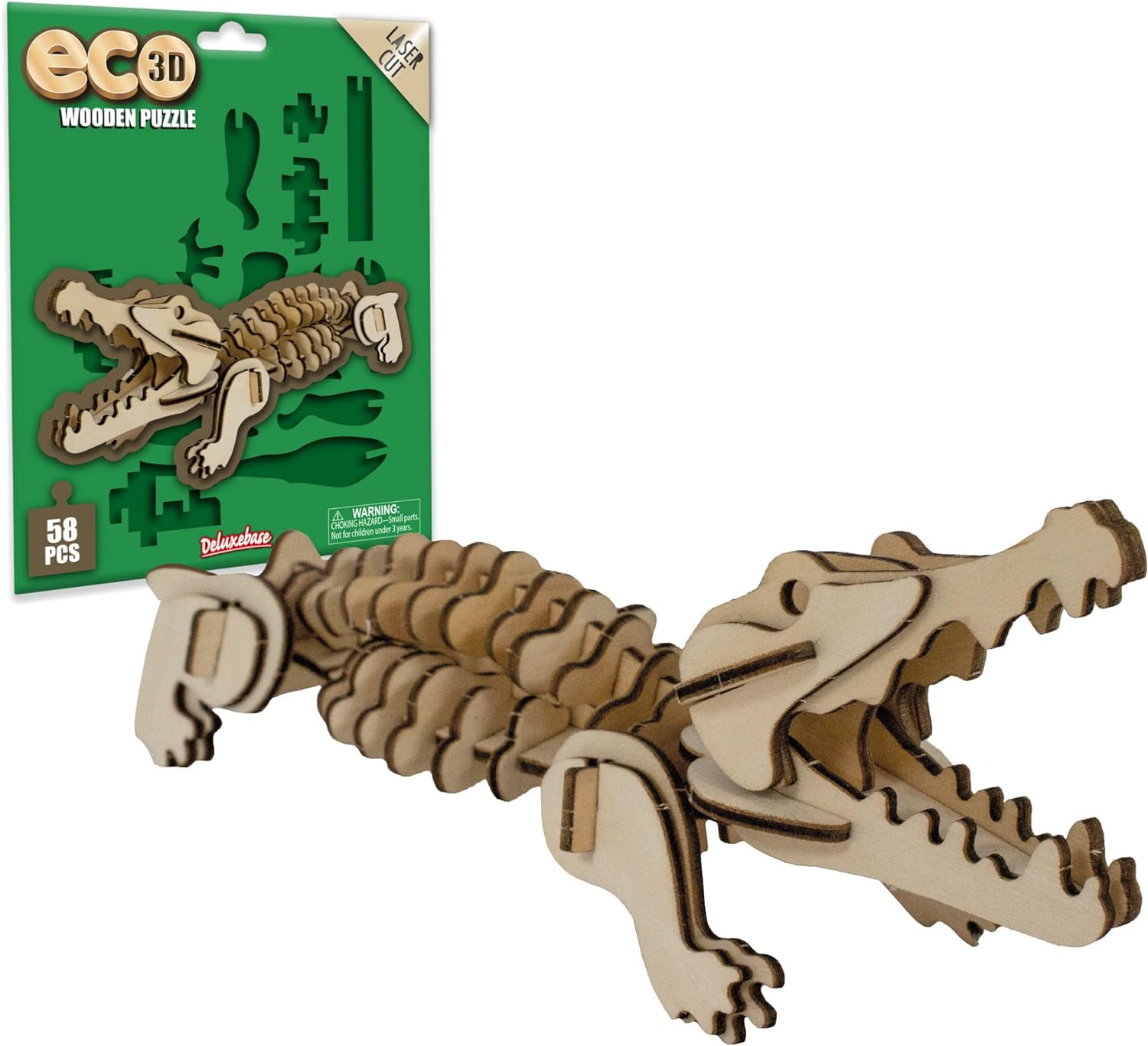Eco 3D Wooden Puzzle Alligator from Deluxebase. Animal Themed DIY 3D ...