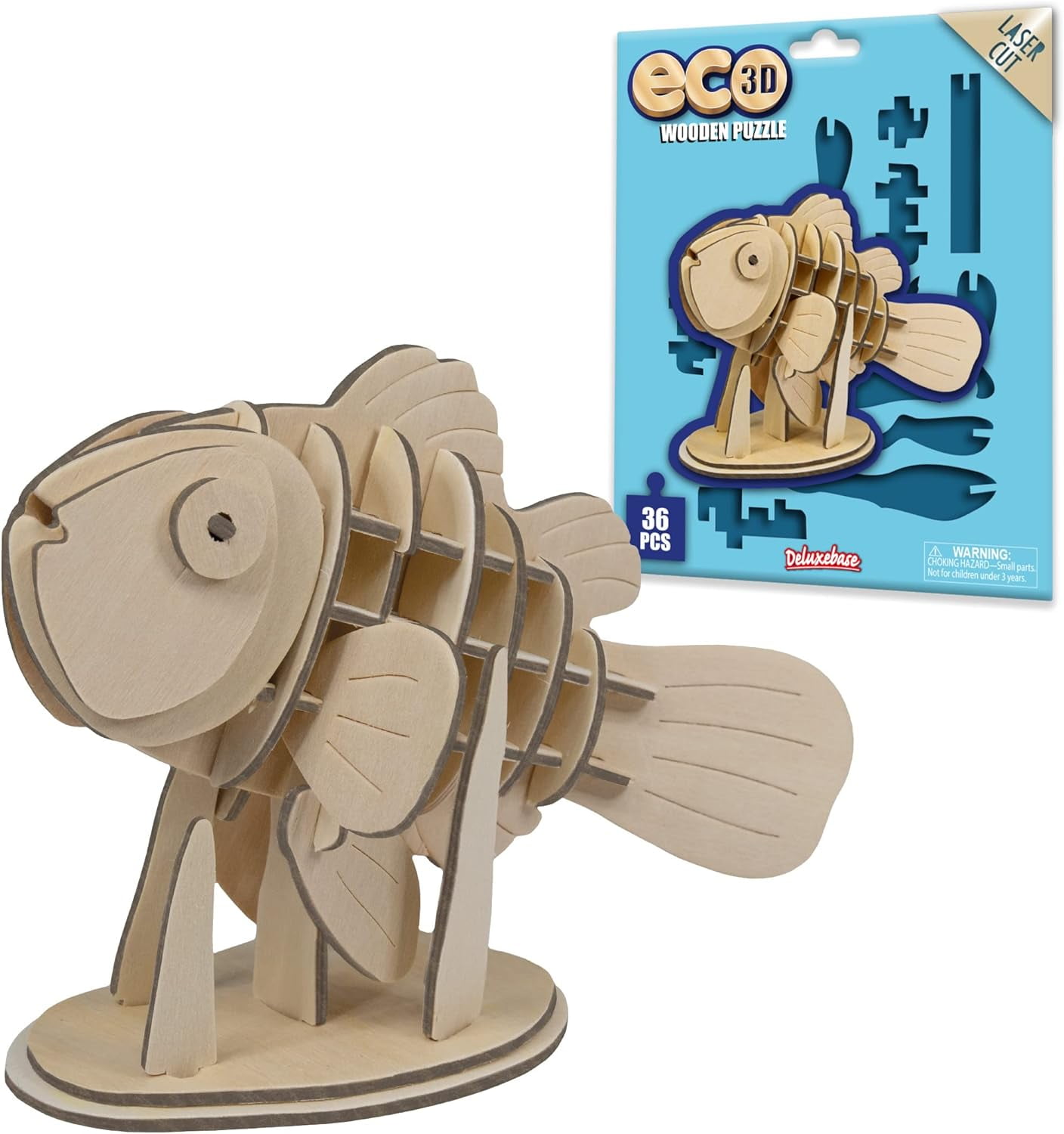 Eco 3D Wooden Puzzle Clown Fish from Deluxebase. Animal Themed DIY 3D ...
