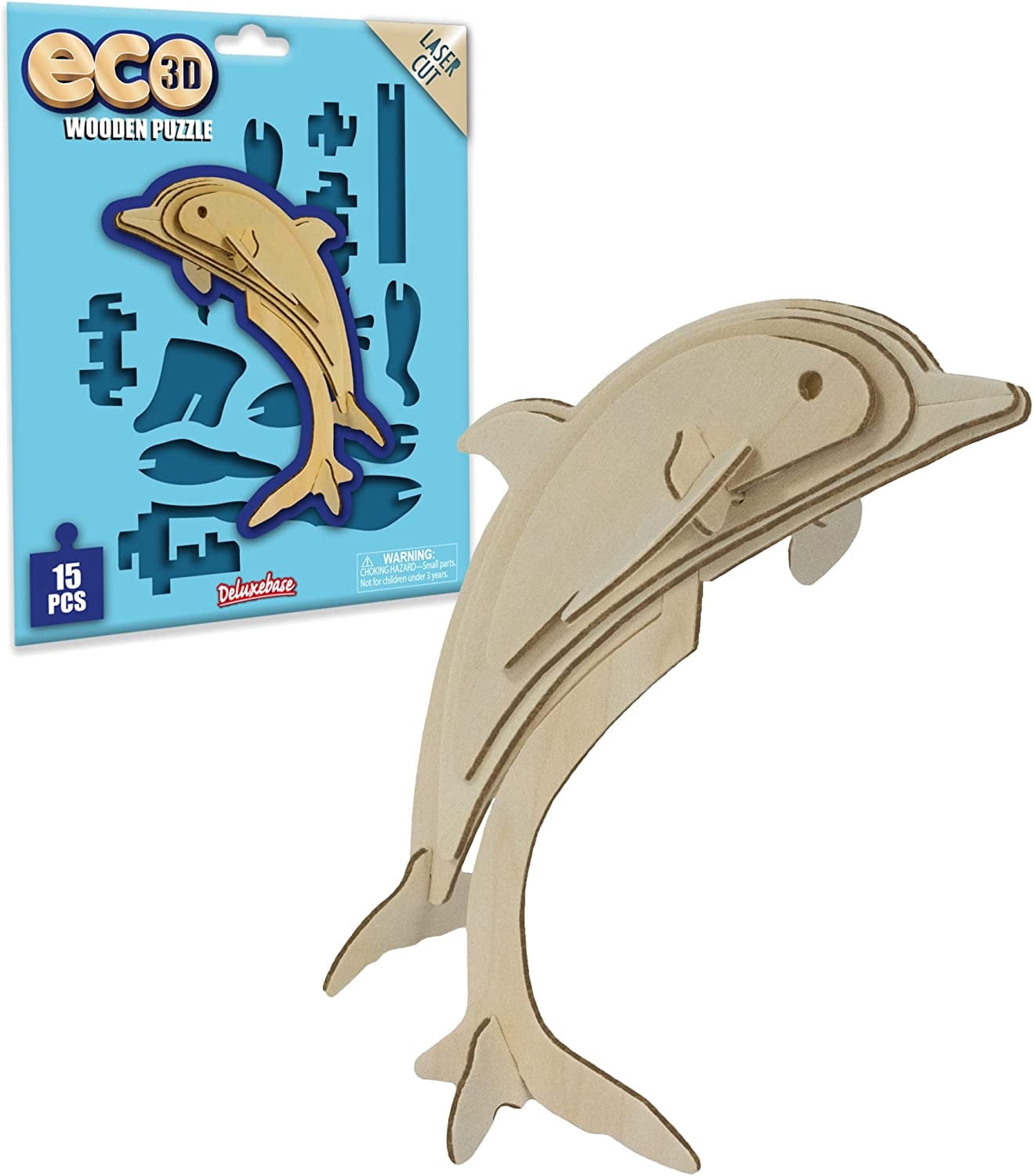 Eco 3D Wooden Dolphin Puzzle by Deluxebase – DIY Ocean Animal Toy ...