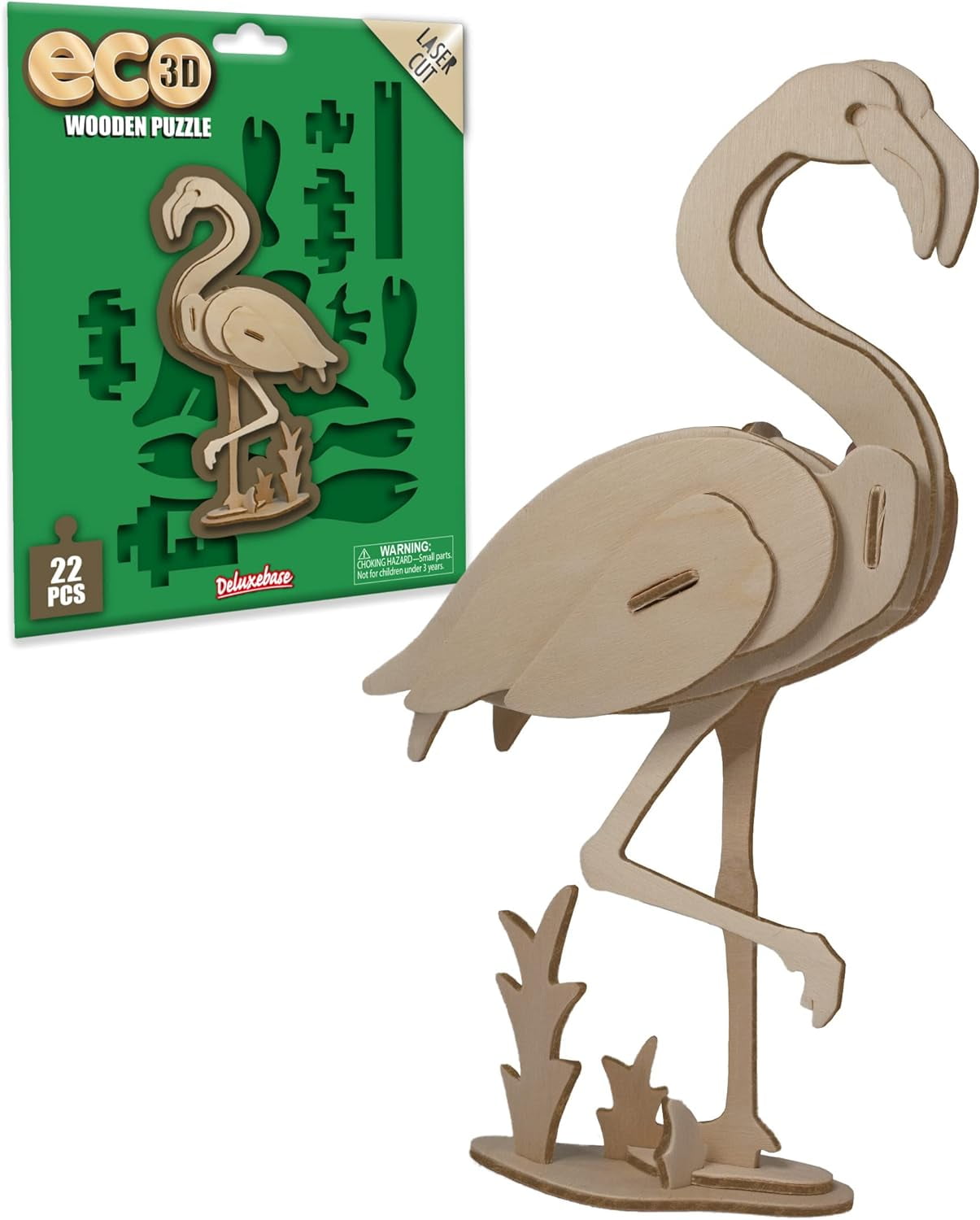 Eco 3D Wooden Puzzle Flamingo from Deluxebase. Animal Themed DIY 3D ...