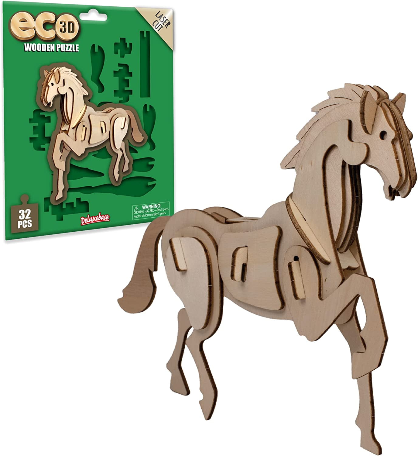 Eco 3D Wooden Puzzle Horse from Deluxebase. Animal Themed DIY 3D Puzzle ...