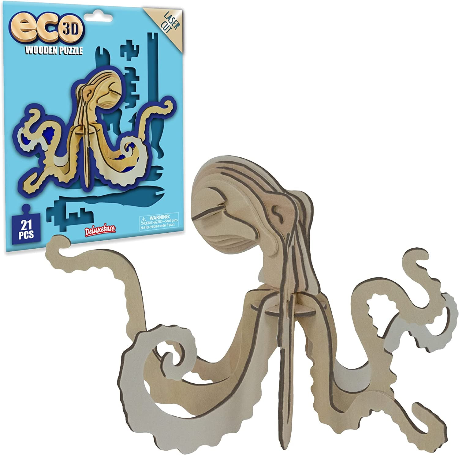 Eco 3D Wooden Puzzle Octopus from Deluxebase. Animal Themed DIY 3D ...