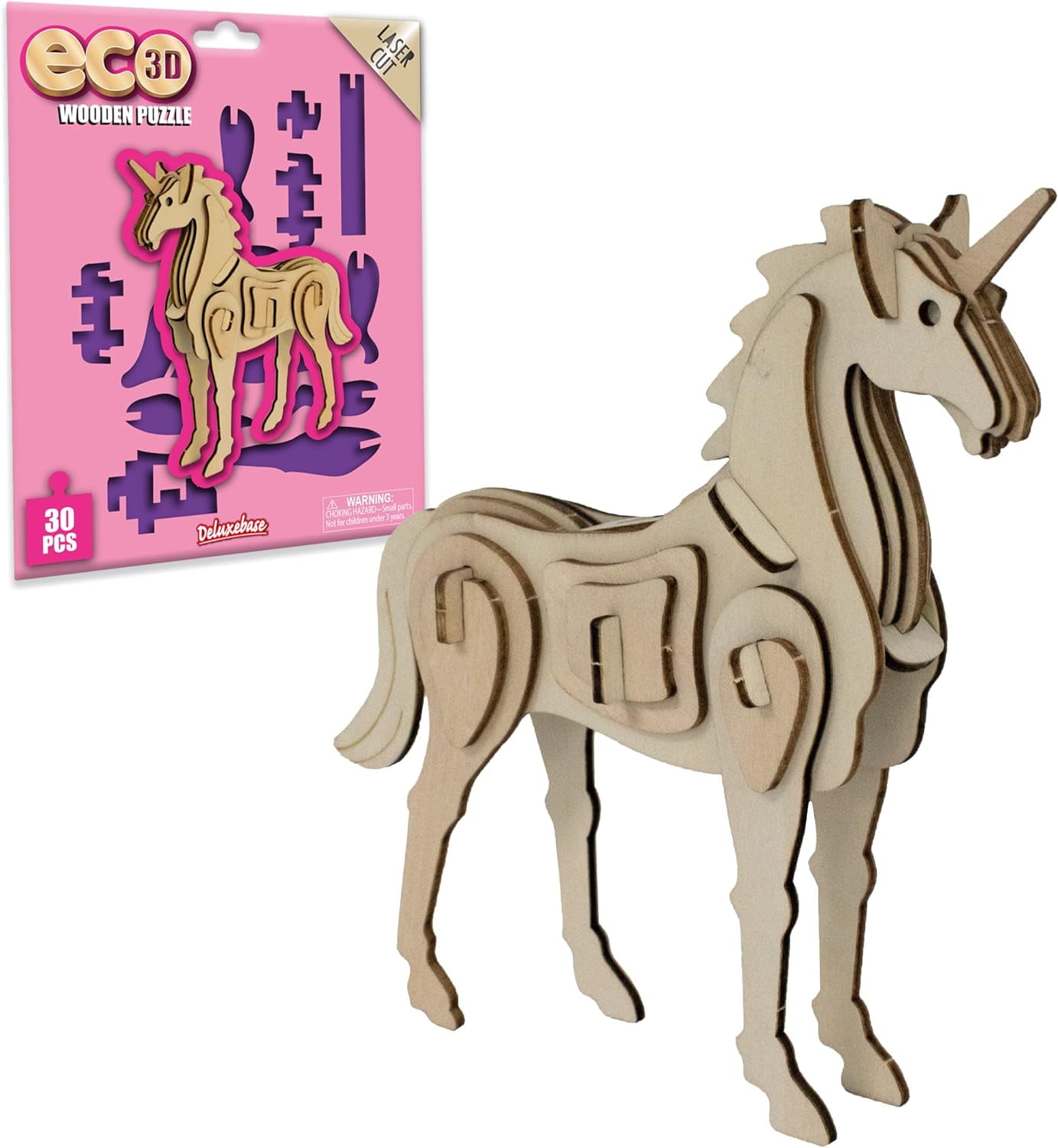 Eco 3D Wooden Puzzle Unicorn from Deluxebase. Animal Themed DIY 3D ...