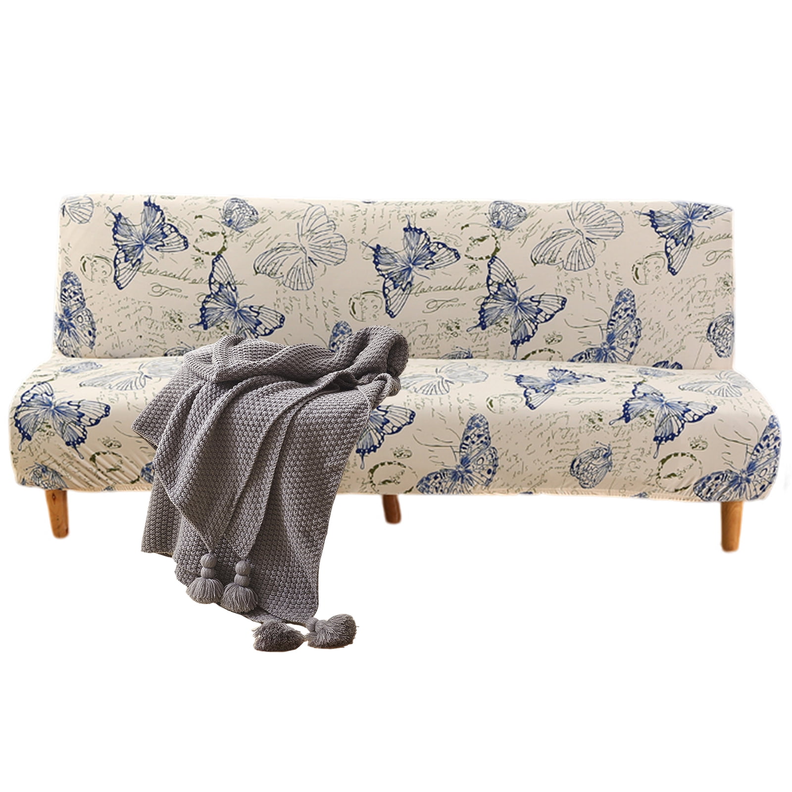 Eco-Ancheng Printed Armless Sofa Cover, Stretch Futon Slipcover Sofa ...