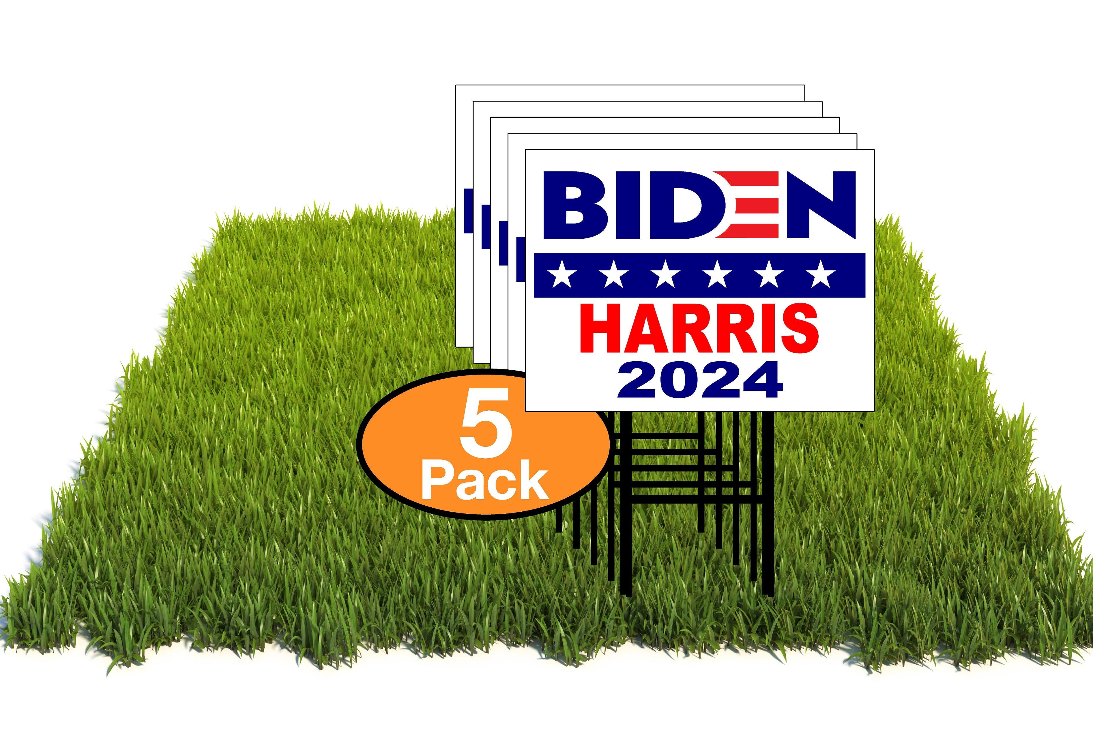 Work House Signs Eco BIDEN HARRIS 2024 Plastic Yard Sign, Set of 5 ...