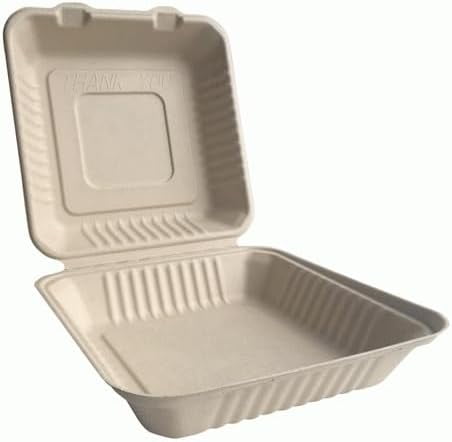 Eco-Bamboo Compostable Fiber 1-Compartment Hinged Clamshell Container ...