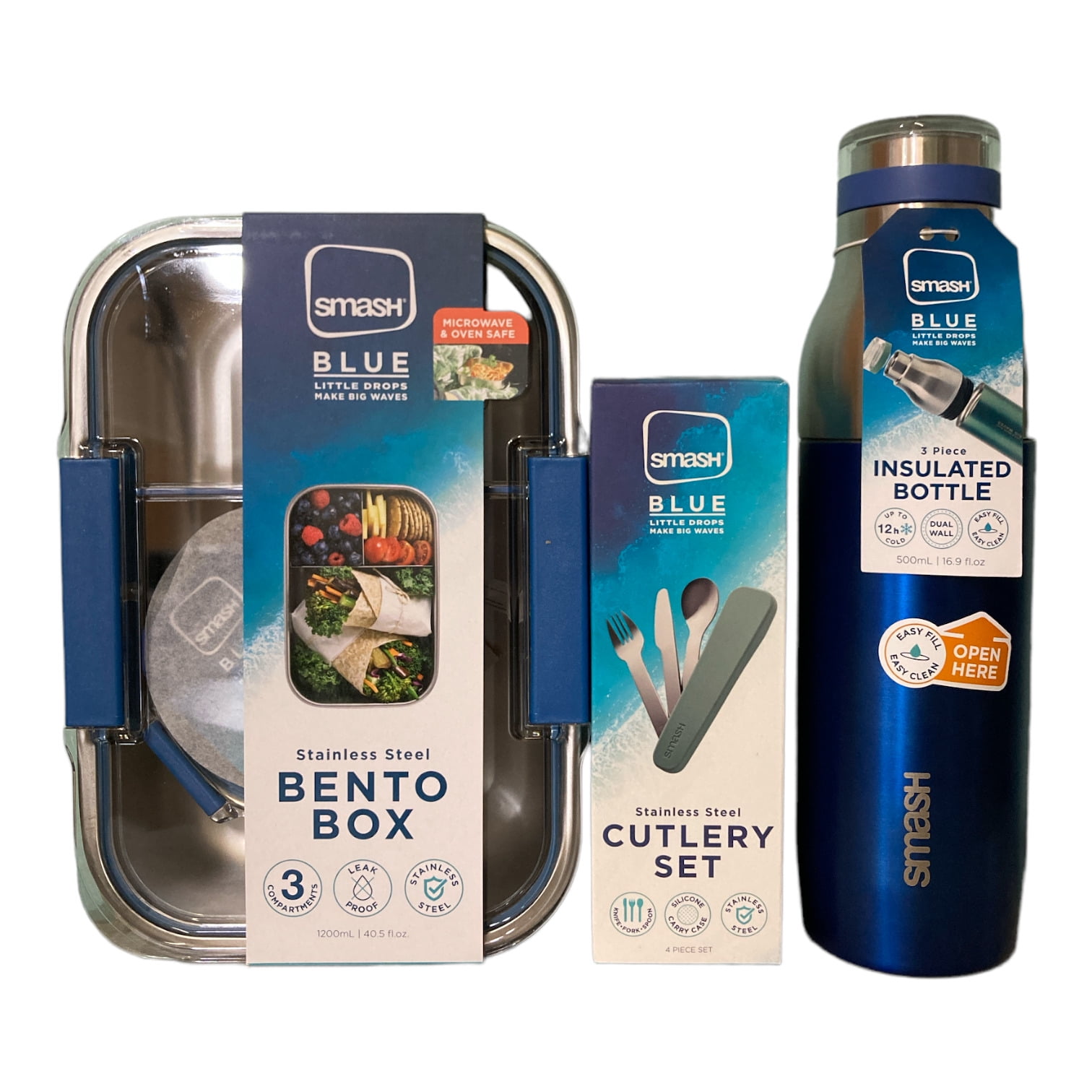 Eco Bento Lunch Kit With Insulated Water Bottle & Cutlery, 7 Piece ...