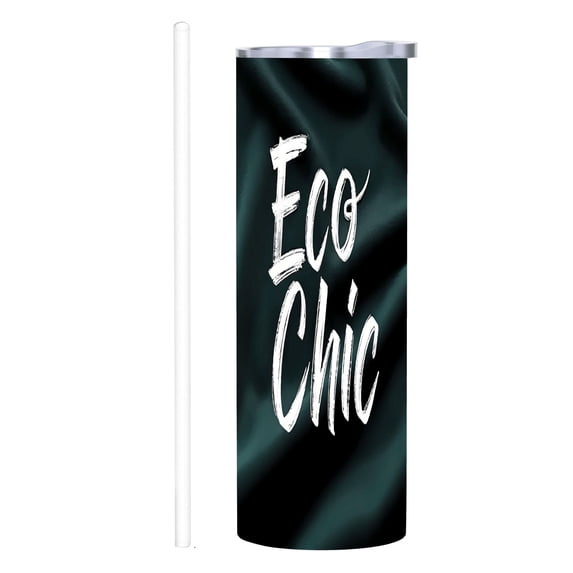 Eco Chic 20 oz Stainless Steel Insulated Tumbler - Dark Green & Black ...