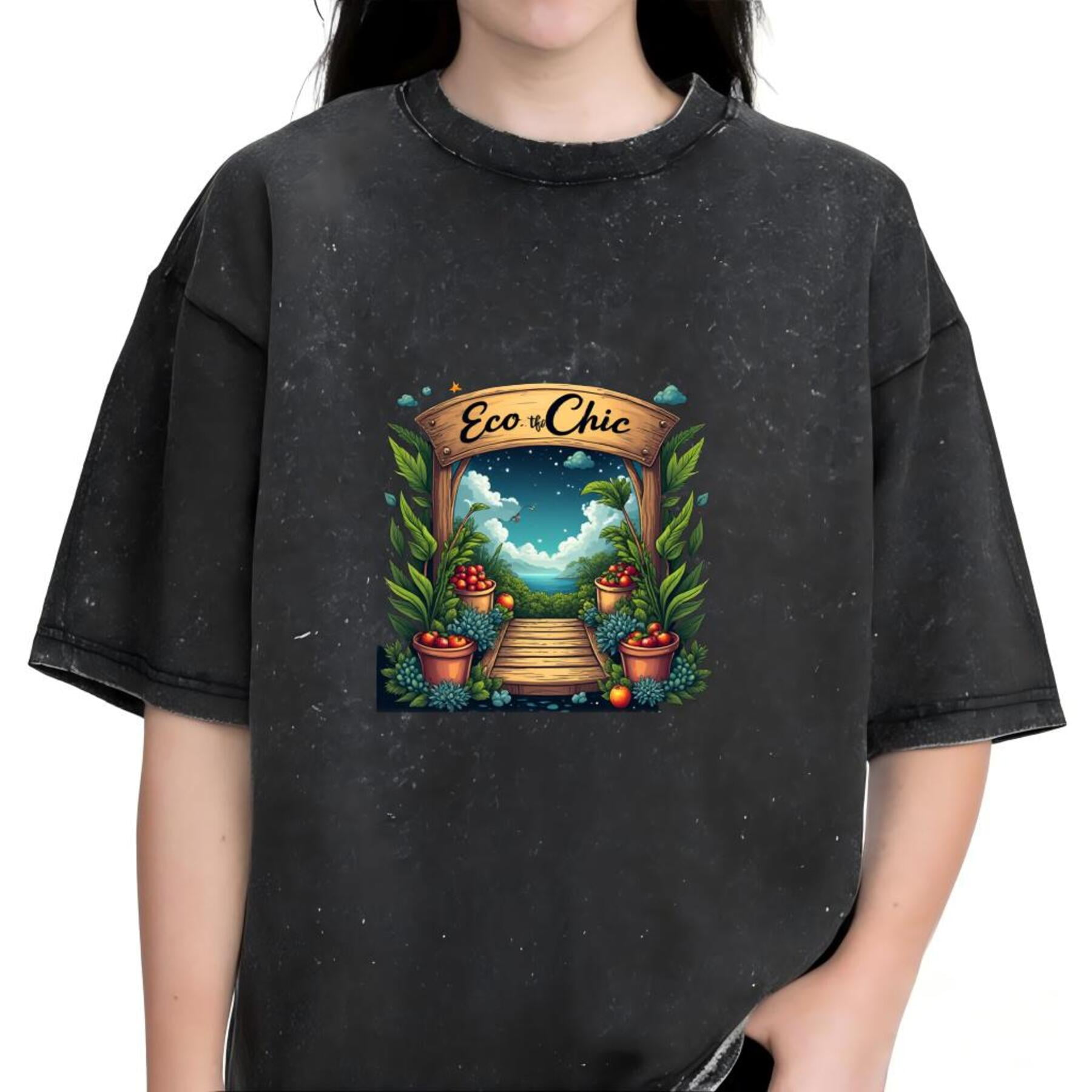 Eco + Chic Vintage Washed Cotton T-Shirt for Women - Nature-Inspired ...