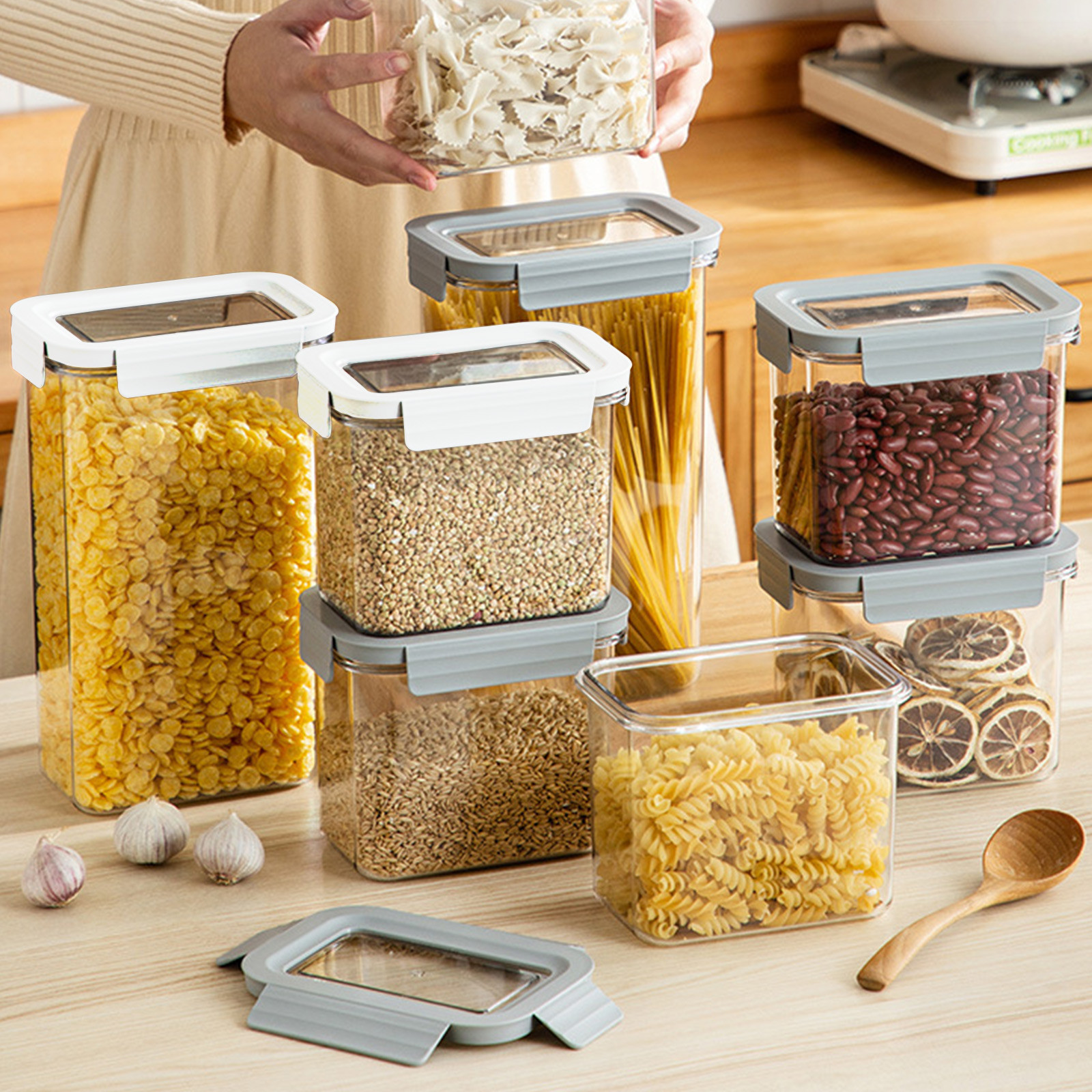 Eco-Conscious Packaging, Airtight Cereal Storage Container, 2.3L Clear ...