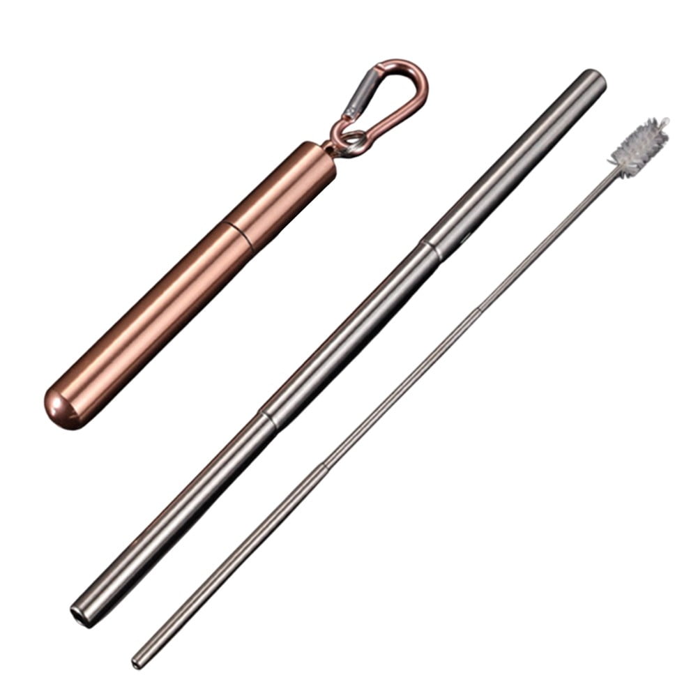 Eco-Conscious Telescopic Metal Straw with Soft Tip and Brush for Safe ...