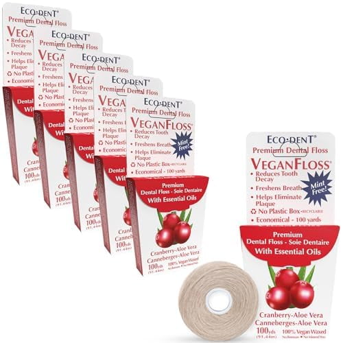 Eco-Dent VeganFloss Dental Floss, Waxed, Cranberry-Aloe - Floss with ...