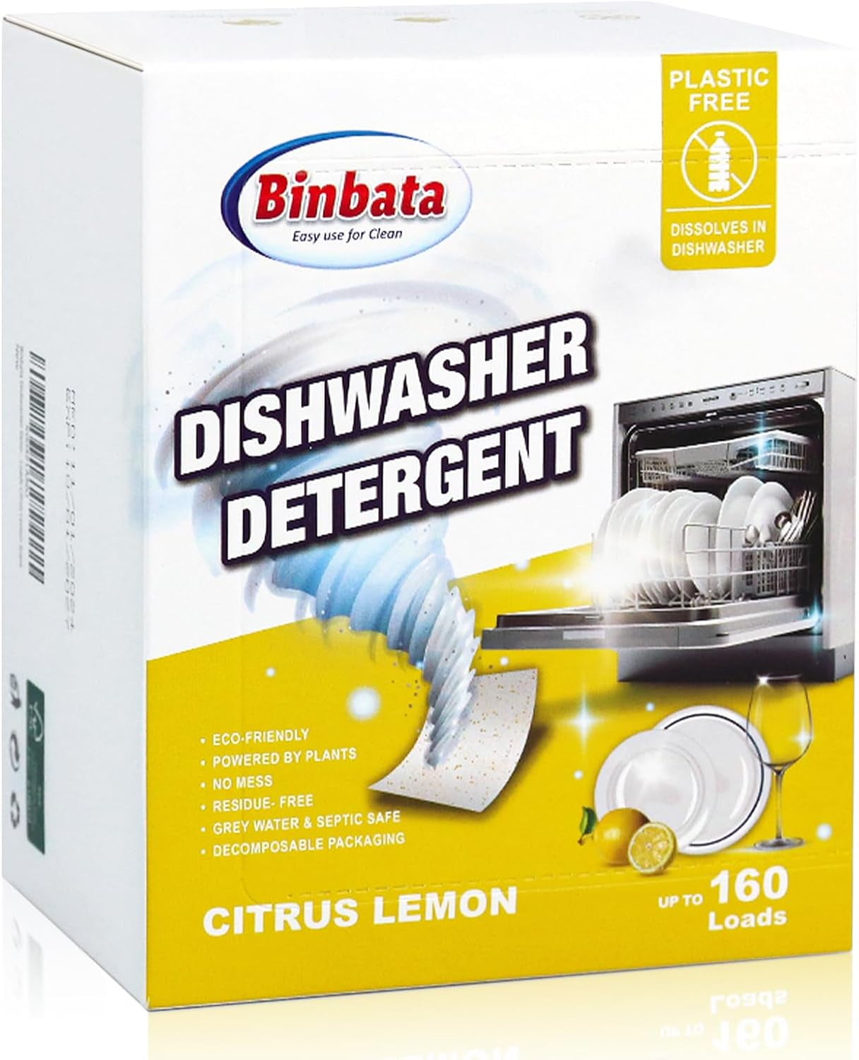 Eco Dishwasher Detergent Sheets Up To 160 Loads, Citrus Lemon Scent ...