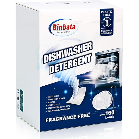Eco Dishwasher Detergent Sheets Up To 160 Loads, Unscented Plastic Free ...