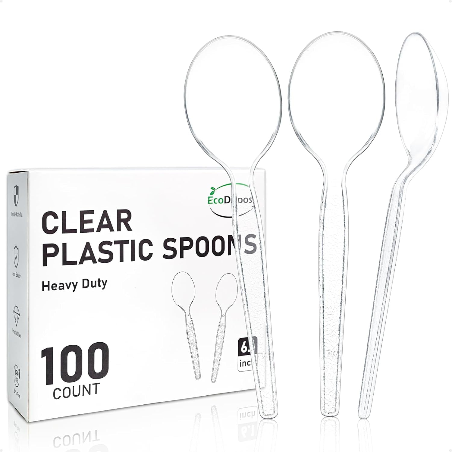 Eco Dispose 100 Count Disposable Plastic Spoons Heat Resistant and BPA ...