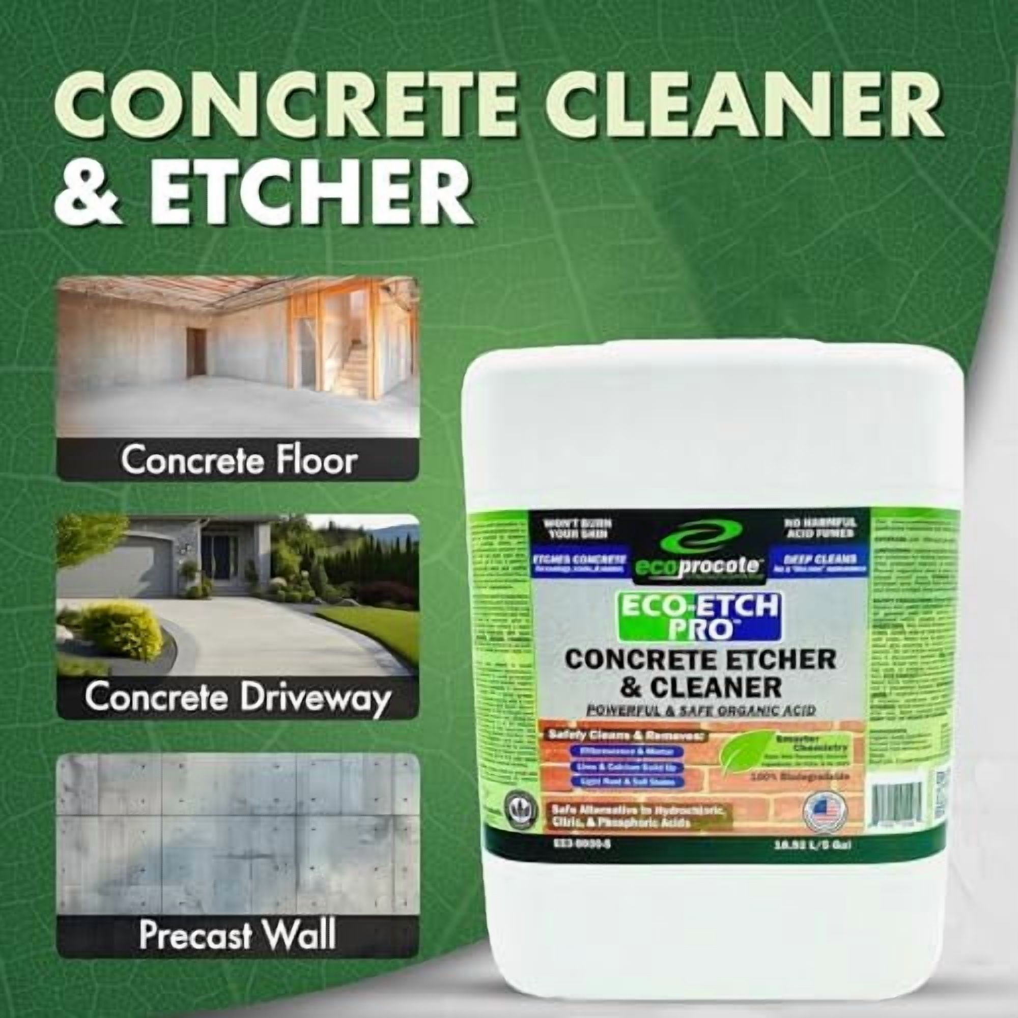 Eco Etch Pro Concrete Cleaner & Etcher Dissolver - Efflorescence, Rust & Dirt Remover from Brick ...