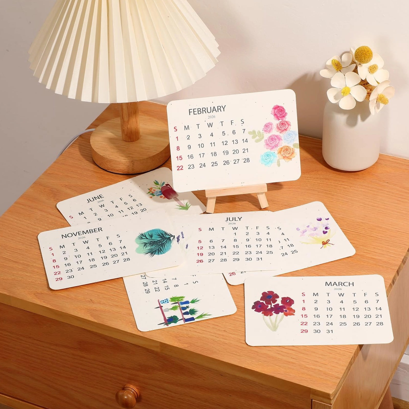 Eco-Friendly 2026 Botanical Calendar, Monthly Watercolor Plant Designs ...
