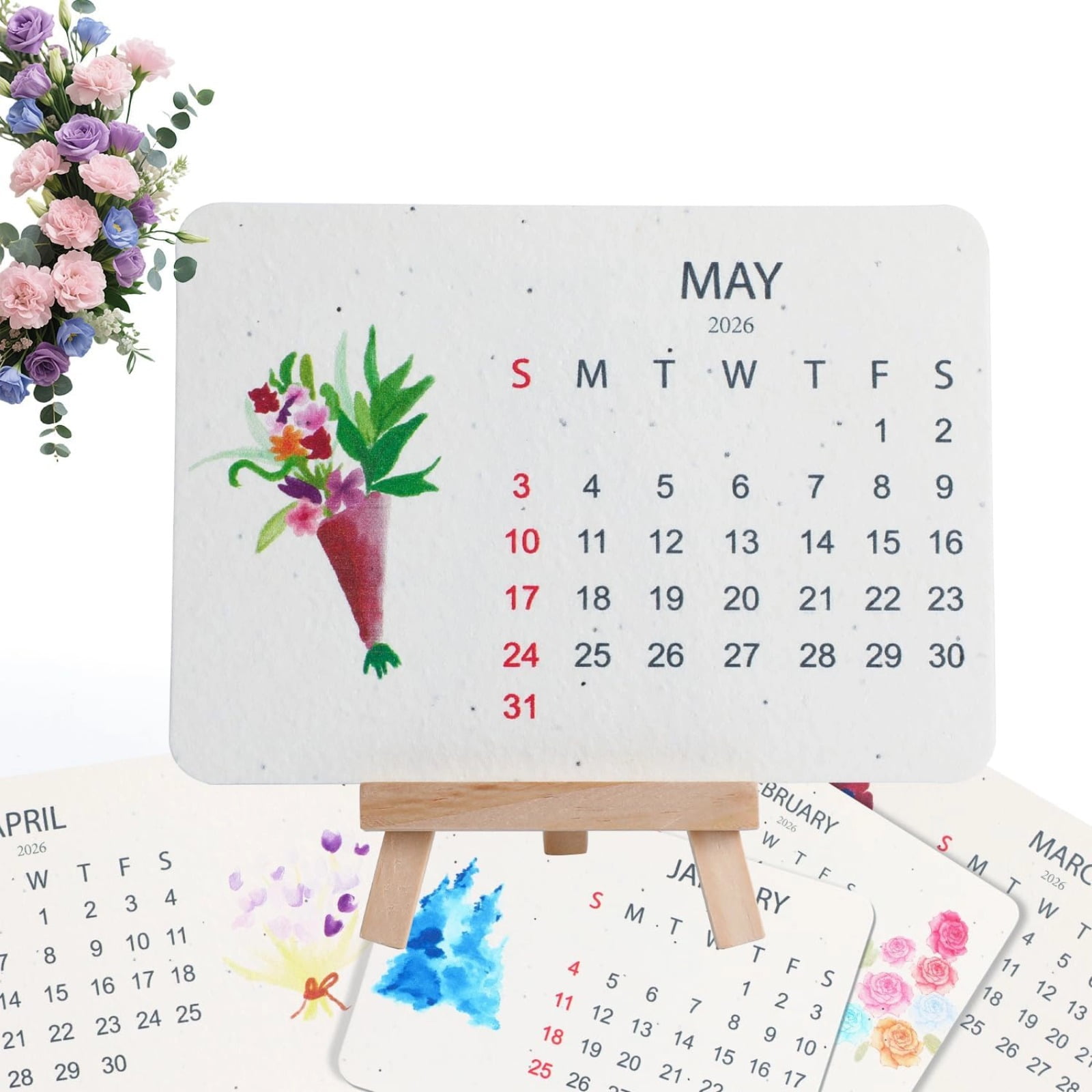 Eco-Friendly 2026 Botanical Planner, Monthly Watercolor Plant Artwork ...