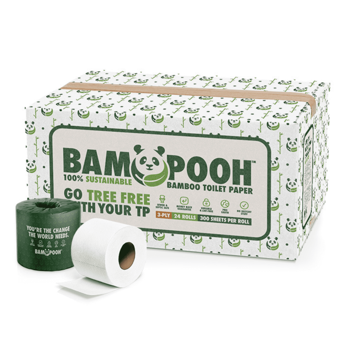 Bampooh Eco-Friendly 3-Ply Bamboo Toilet Paper, 310 Sheets, Septic-Safe ...