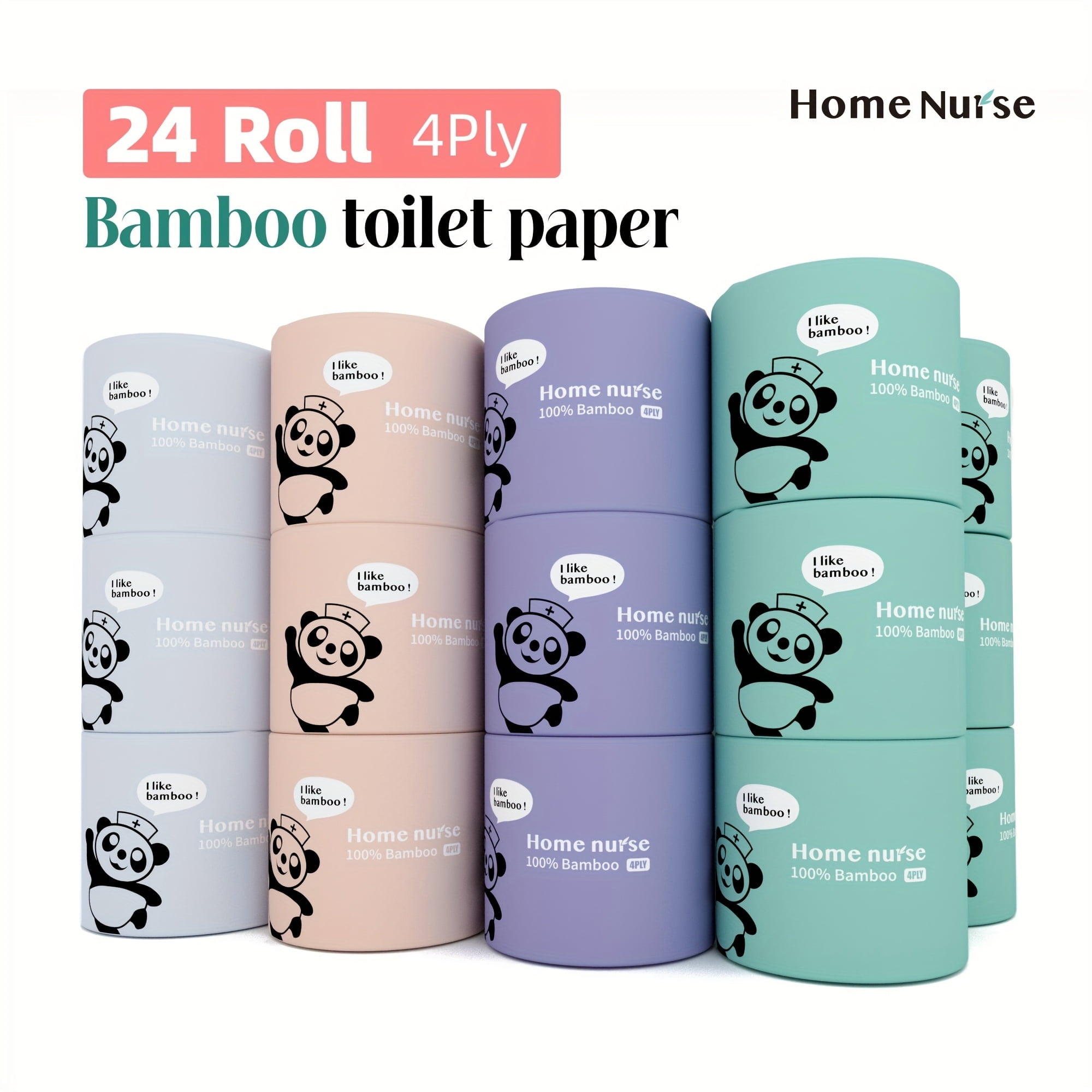 Home Nurse Eco-Friendly Bamboo Toilet Paper, 4-Ply, 24 Rolls, Soft ...