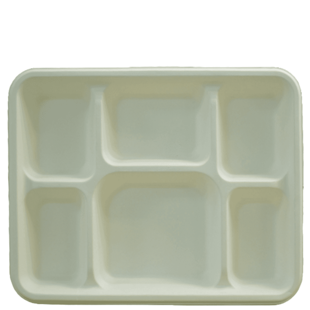Eco-Friendly 6 Compartment Thali Biodegradable White Plates Made with ...