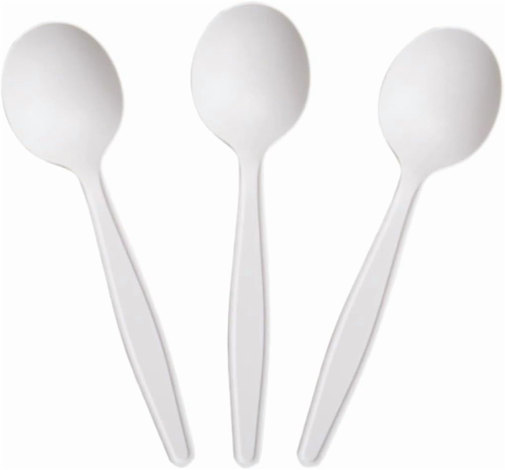 Eco-Friendly 6" Disposable Soup Spoons - 50 Pack Heavy Duty Plant-Based ...