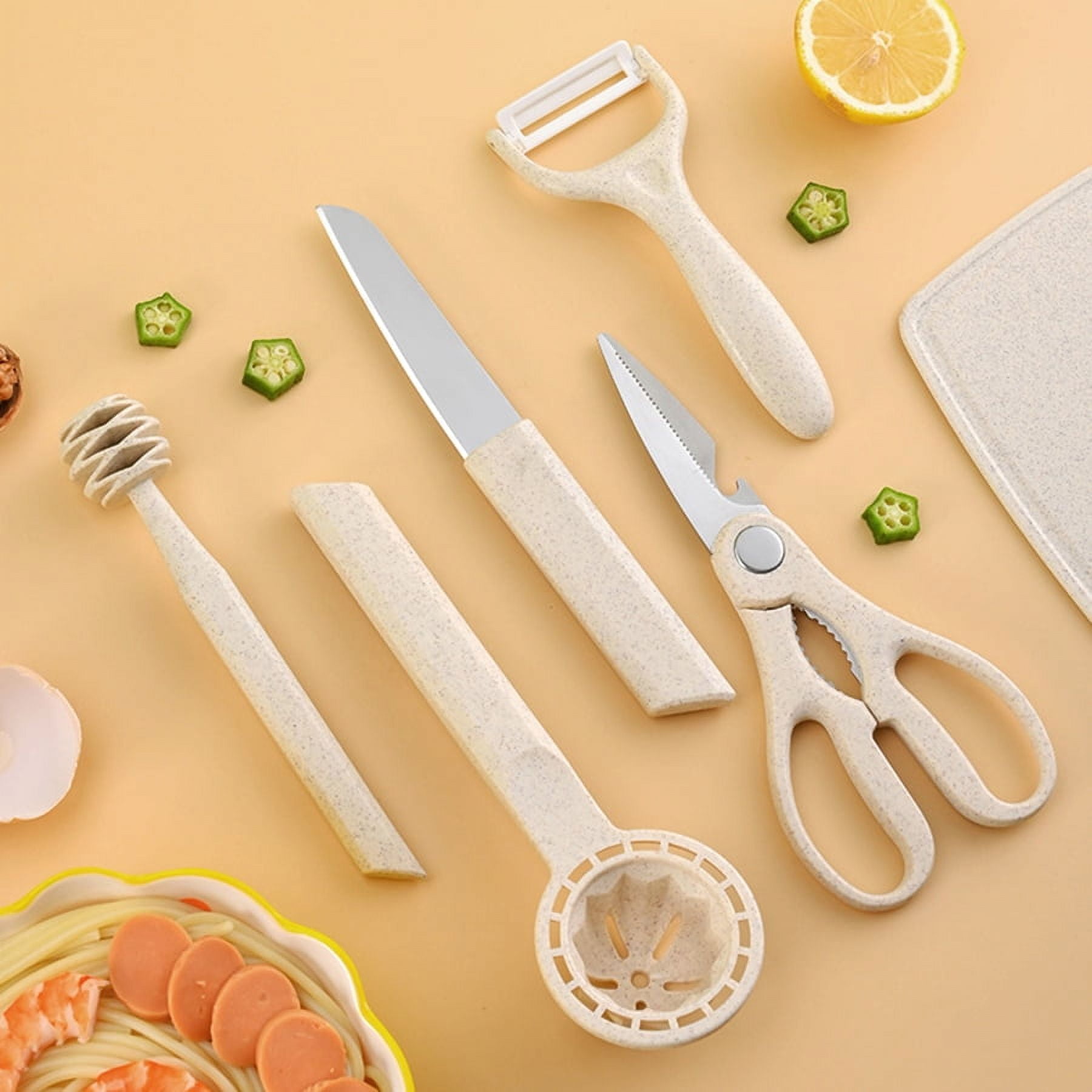 ‌Eco-Friendly 7-Piece Kitchen Tool Set – Wheat Straw Multifunctional ...