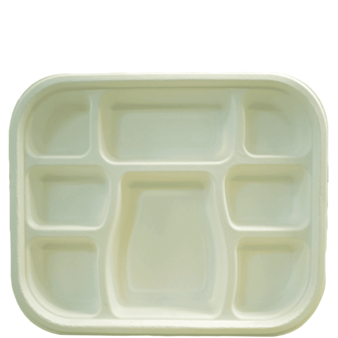 Eco-Friendly 8 Compartment Thali Biodegradable White Plates Made with ...