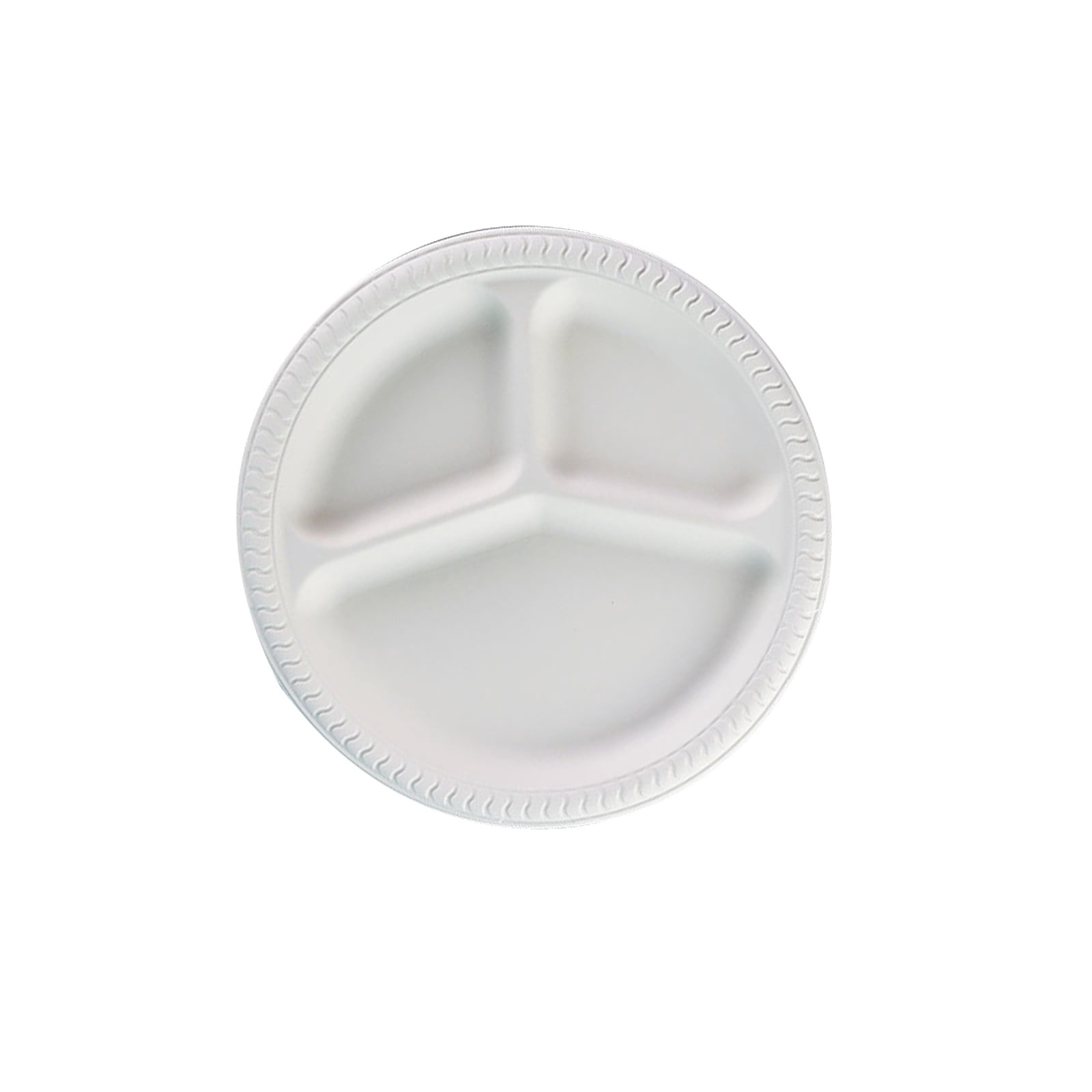 Eco-Friendly 9-Inch 3-Compartment Disposable Plates, Heavy-Duty ...