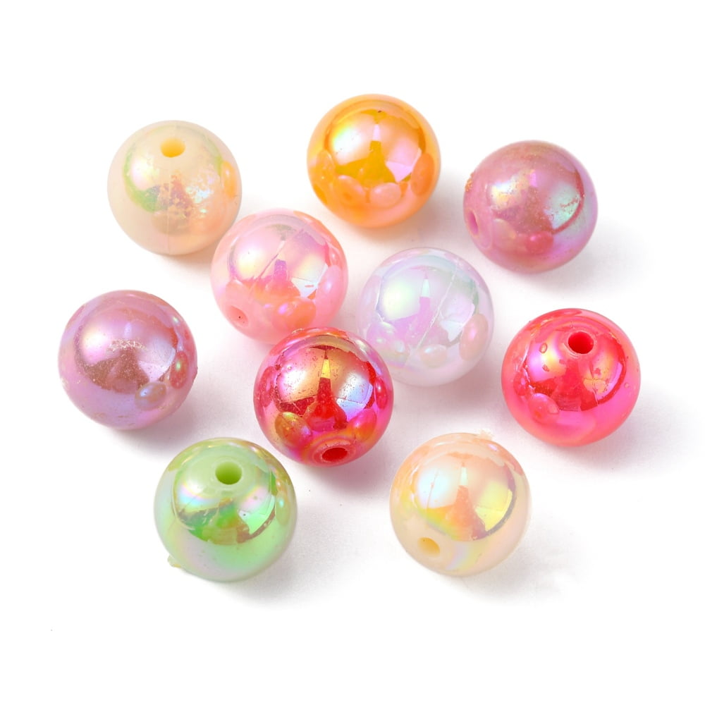 Eco-Friendly Acrylic Beads AB color Plated Round Mixed color 12mm Hole ...
