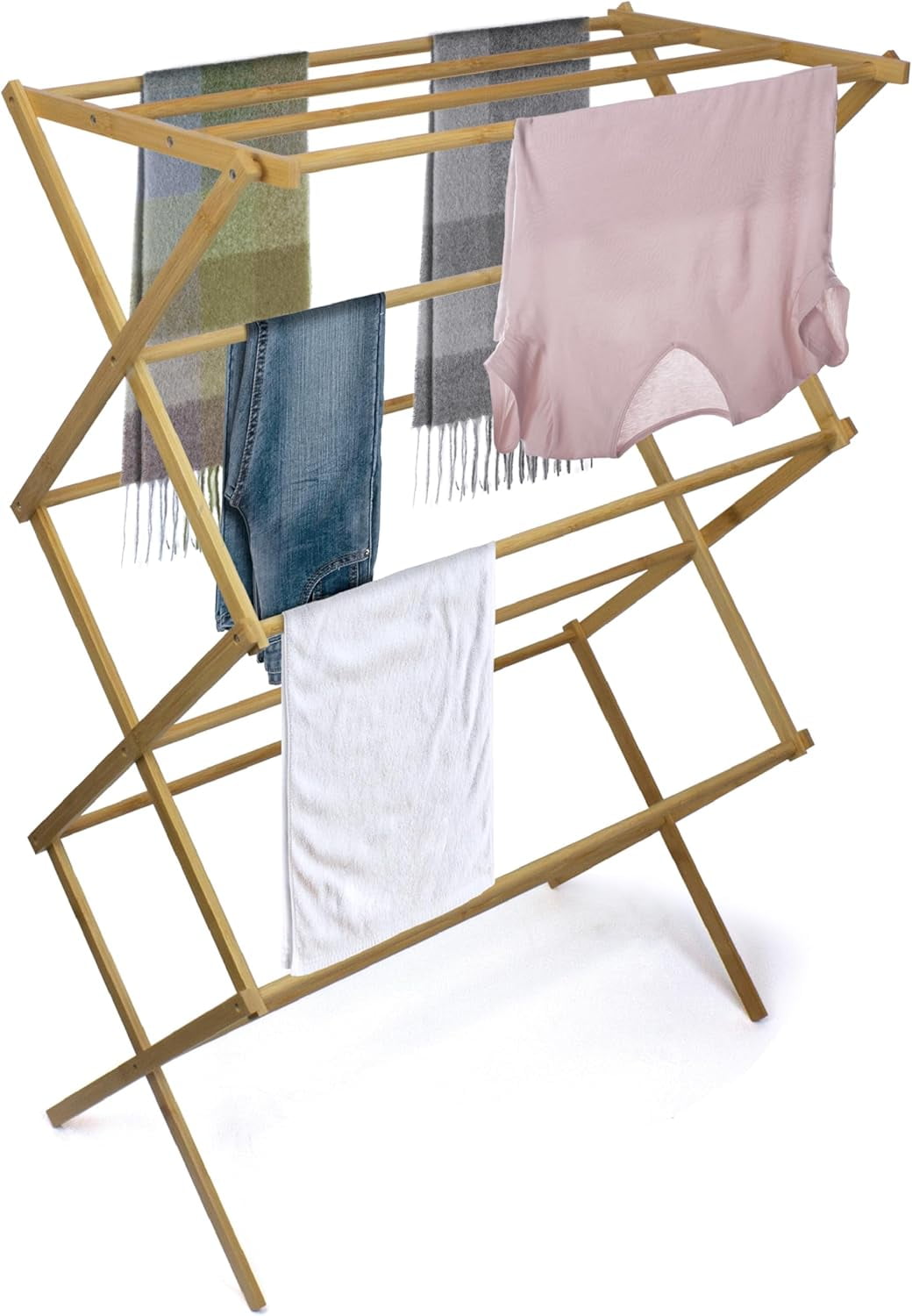 , Eco-Friendly Bamboo Drying Rack, Collapsible Laundry Clothes Hanger ...
