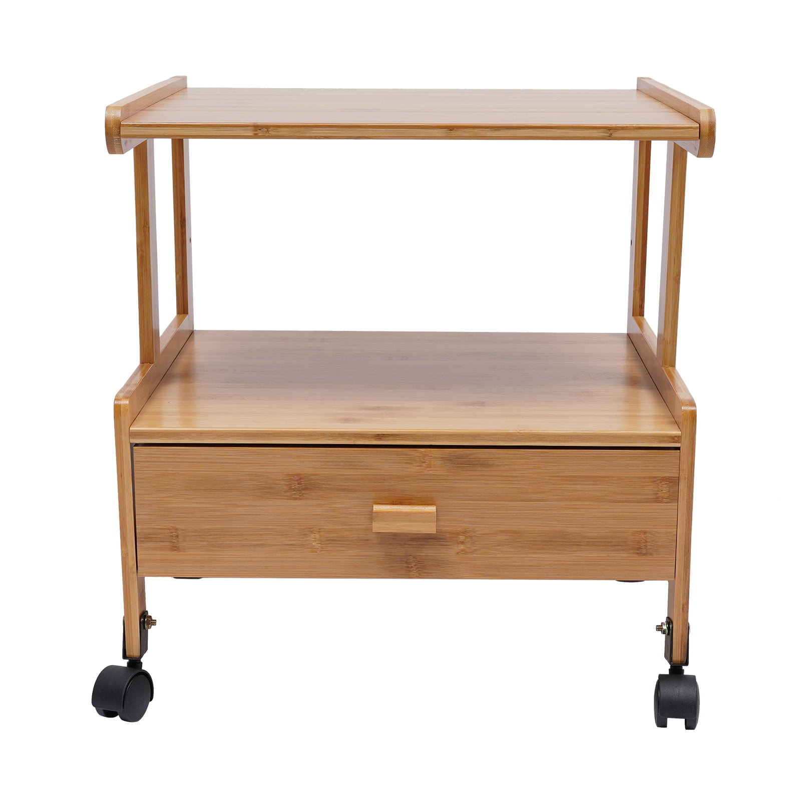 Eco-Friendly Bamboo Printer Stand with Storage, Rolling Office Cart for ...