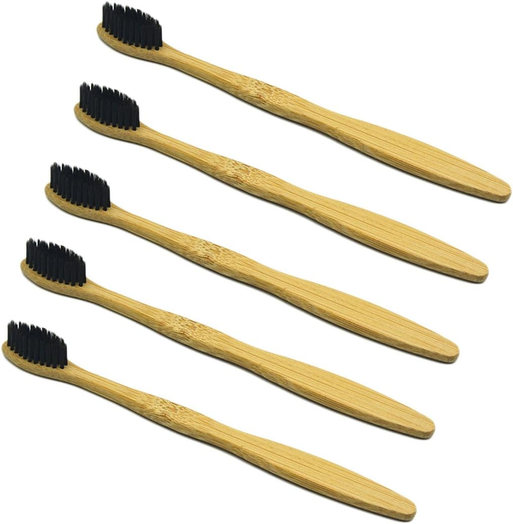 Eco Friendly Bamboo Toothbrush Set, BPA Free Medium Bristle for Optimal ...