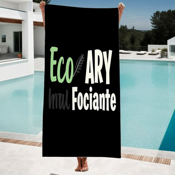 Eco - Friendly Beach Towel with Green Leaf Design - Soft Absorbent Pool ...