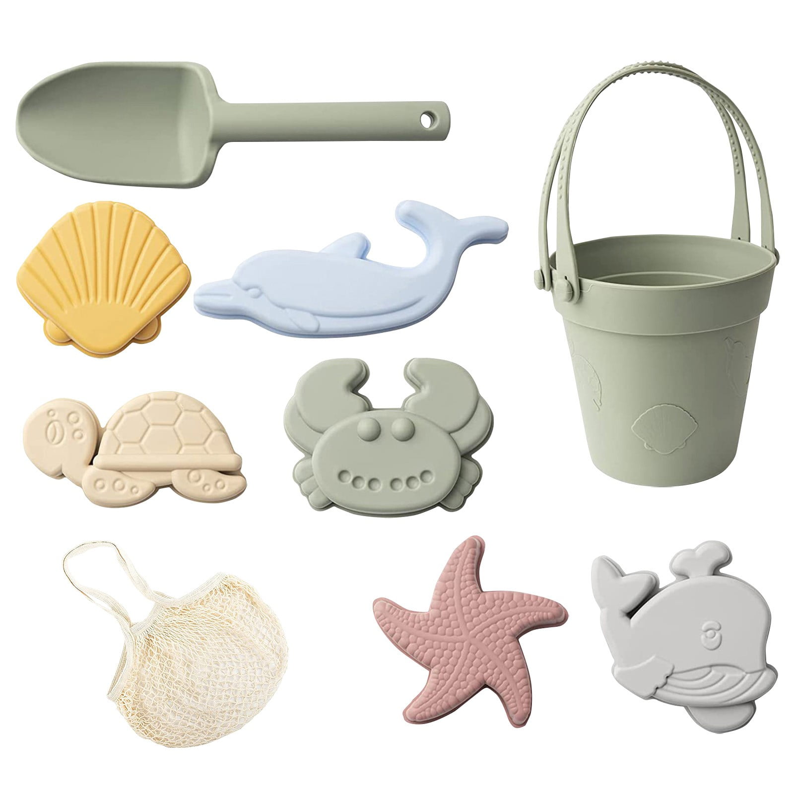Eco-Friendly Beach Toys Set for Kids Silicone Bucket,Shovel,Animal ...