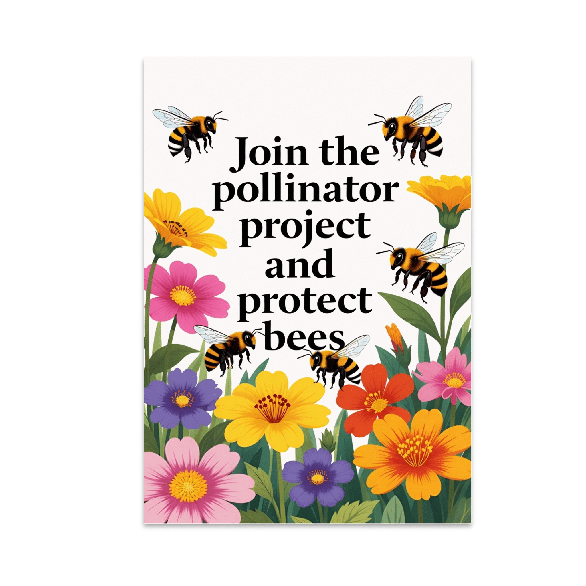 Eco-Friendly Bee Art Poster - Pollinator Project Supporter - 13x19 ...