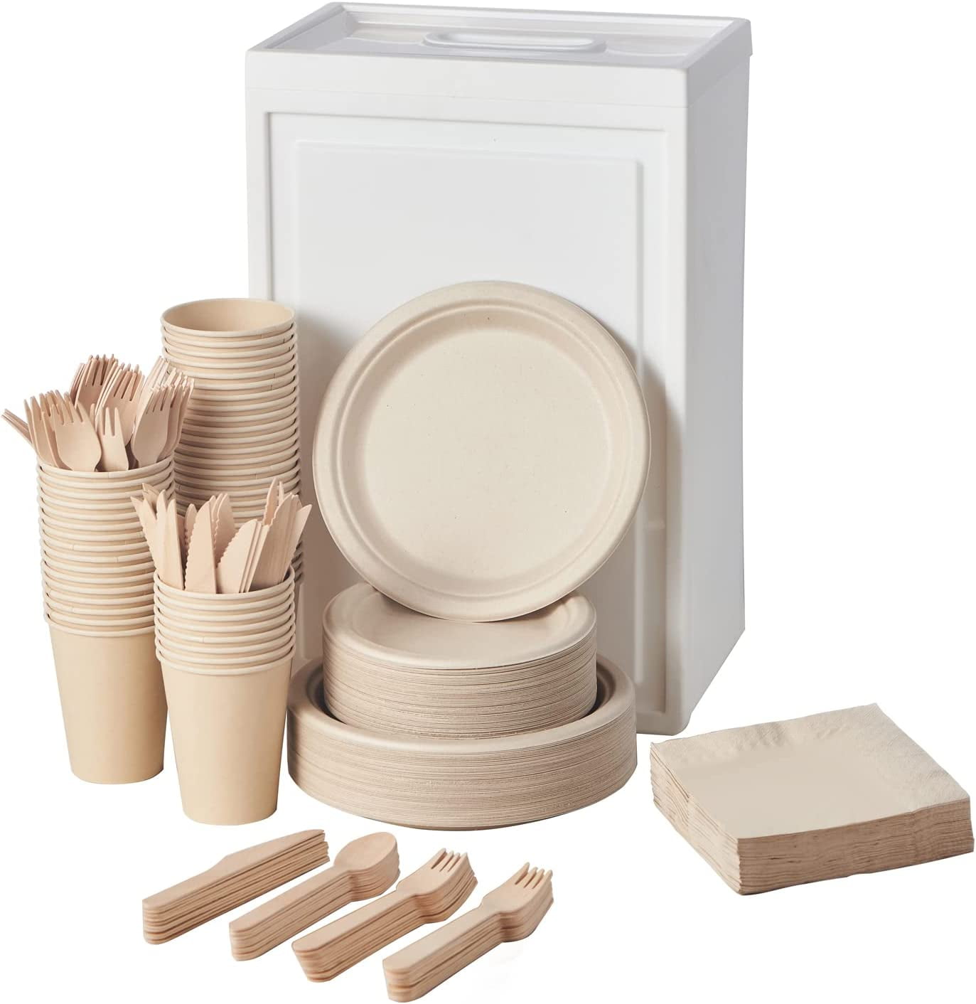 Eco-Friendly Biodegradable Dinnerware Set - 350Pcs Disposable Plates ...