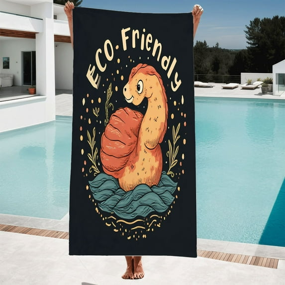 Eco - Friendly Cartoon Snail Beach Towel - Fun Wave Pattern Perfect for ...