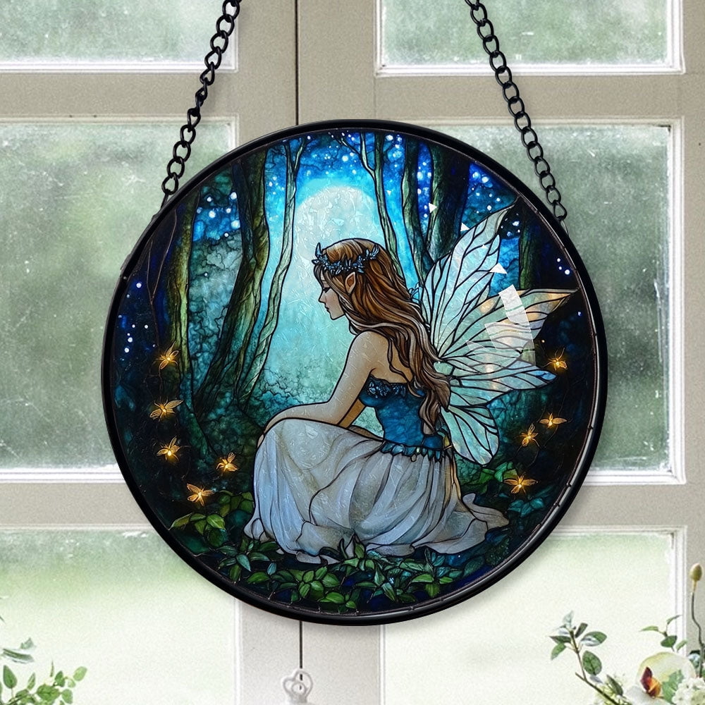 Eco Friendly Christmas Gift - Fairy Fireflies Round Christmas Stained ...
