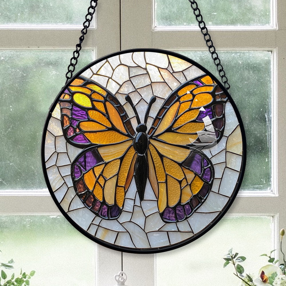 Eco Friendly Christmas Gift - Monarch Butterfly Round Xmas Stained ...