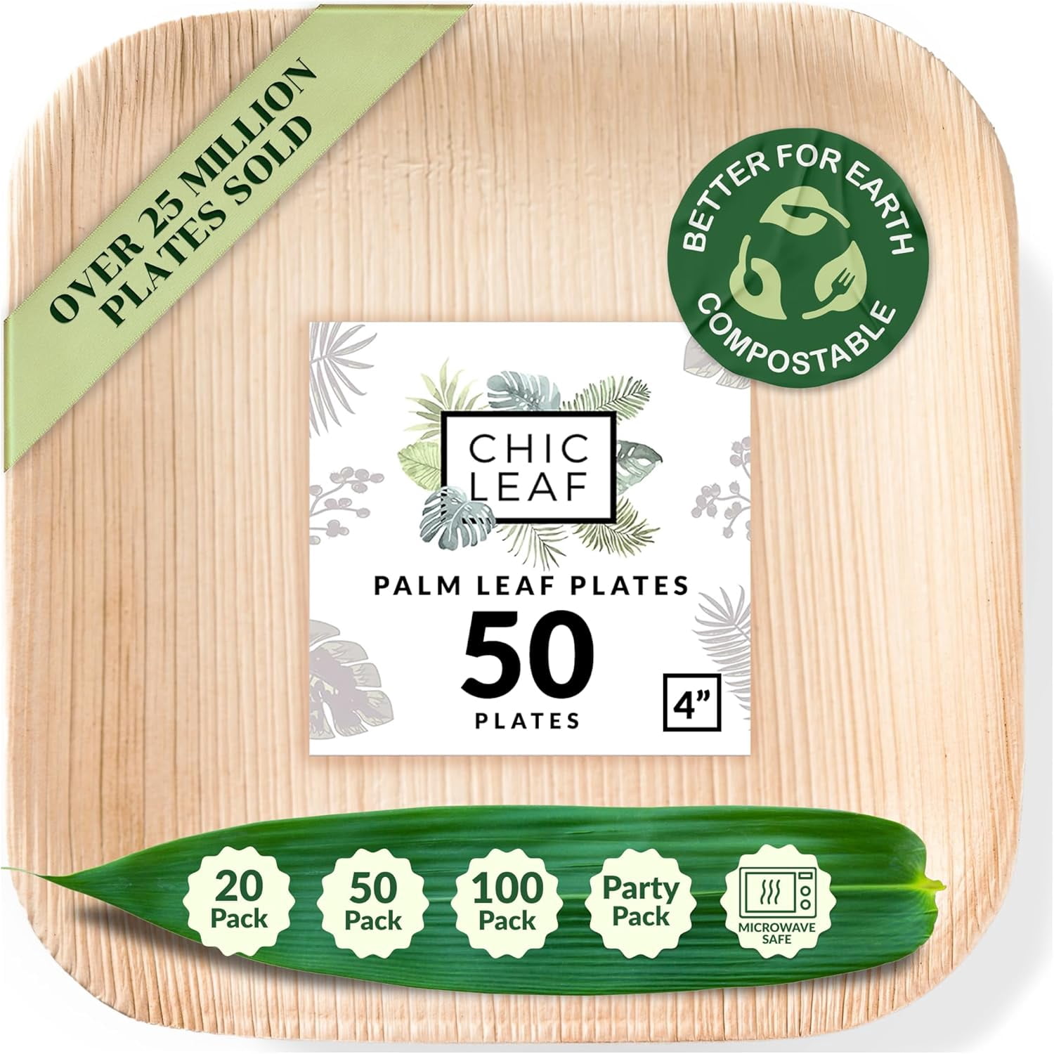 Eco-Friendly Compostable Bamboo Plates - Biodegradable Palm Leaf ...