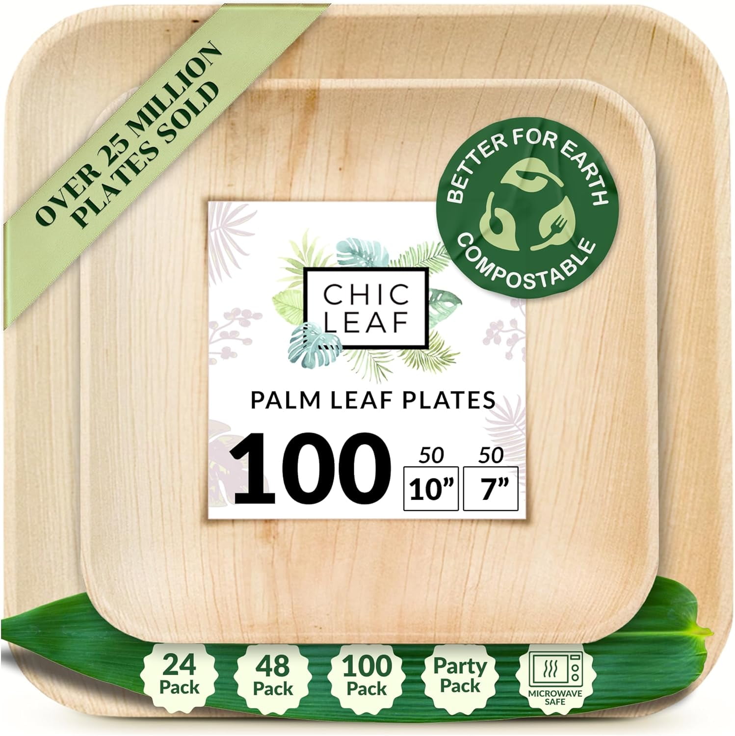 Eco-Friendly Compostable Bamboo Plates - Biodegradable Palm Leaf ...