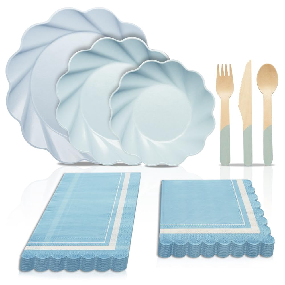 Eco-Friendly Compostable Table Set-88 Piece Set AFN1for 8 Plates Made ...