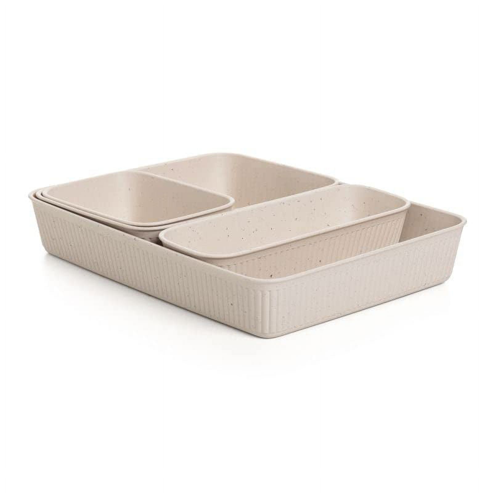 Eco-Friendly Decorative Plastic Desk Drawer Organizer Tray, (Set of 5 ...